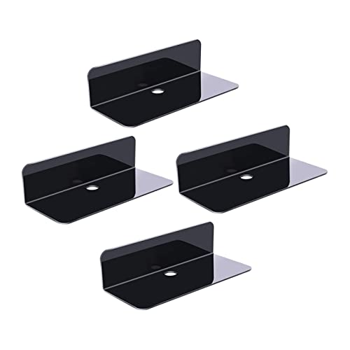 OKUMEYR 4pcs L-shaped Storage Rack Astetic Room Decor Adhesive Shelf Stick on Shelf Apothecary Jars with Lids Wall Floating Shelves Wall Hanging Decor Goblincore Room Decor Black