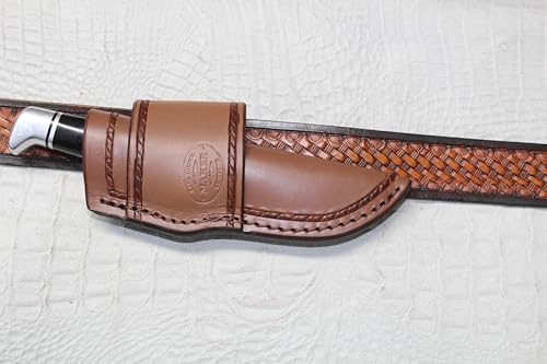 CARL THOMAS LEATHERS Crossdraw knife sheath. quality leather quality stitching. fix blade Nylon stitching. may defeat a 103. Knife holder.