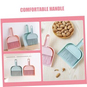 MUCKLILY 2pcs Kids Mini Broom and Dustpan Set Handheld Cleaning Tool for Desktops and Pet Areas Small Whisk Broom and Dustpan Pink and Blue