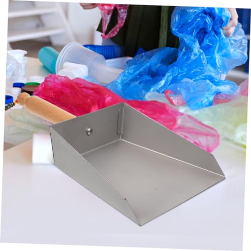 COOLHIYA 1pc Kitchen Table Dustpan Desk Cleaner Dustpan Aluminum Pan Commercial Desktop Household Cleaner Duster Dustpan Long Handle Dusting Pan Desk for Car Silver Stainless Steel