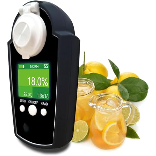 LHQYA Handheld Sugar Content Refractometer, 0-58% Portable Digital Refractometer with Display Screen, Accuracy ± 0.2%/3 Seconds Fast Measurement, for Beverages