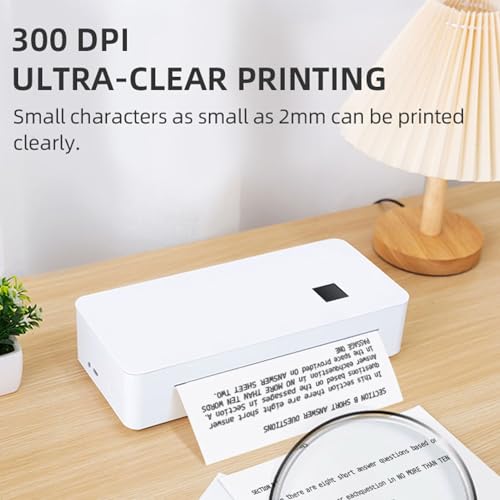 Fockety Inkless Portable Printer, A4 Thermal Inkless Printer Portable Thermal Printer Borderless Photo Printing Inkless Mobile Printer for Travel Home Office Car