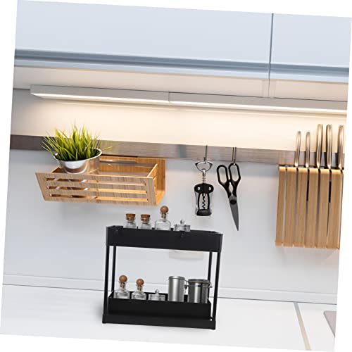 Levemolo Sliding Cabinet Over The Toilet Storage Kitchen Sundries Holder Cabinet Storage Shelf Storage Shelves 2 Tier Seasoning Bottle Rack Spices Cabinet Organizer Bookcase Out Black Pp