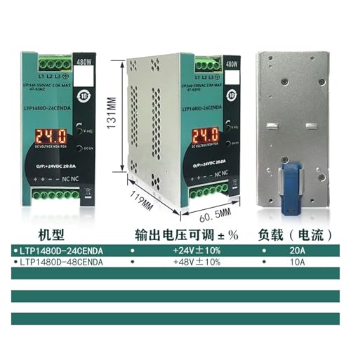 480w 24V 48V Three-Phase High-Power Rail Type Industrial Switch Power Supply, Digital Display DC Stabilized Power Supply(LTP1480D-48CENDA)