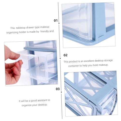 OHPHCALL 1pc Box Shelf Storage Box Makeup Drawer Organizer Kitchen Office Storage Cabinet Organizer Drawer Storage Clear Shelves Units De Clothes Dresser Makeup Storage Case Plastic Pp Blue