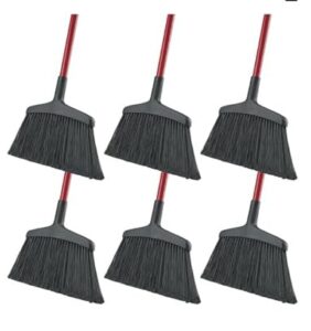 commercial wide commercial angle broom, 55" length, 15" width, black/red (6)