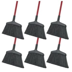 Commercial Wide Commercial Angle Broom, 55" Length, 15" Width, Black/Red (6)