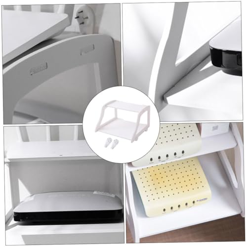 KOMBIUDA 1pc Router Storage Rack Layer Storage Shelf Router Wall Holder Router Stand Double-layer Storage Holder Mini Router Shelf Supports Shelf Holders Set-top-box Rack Plastic White