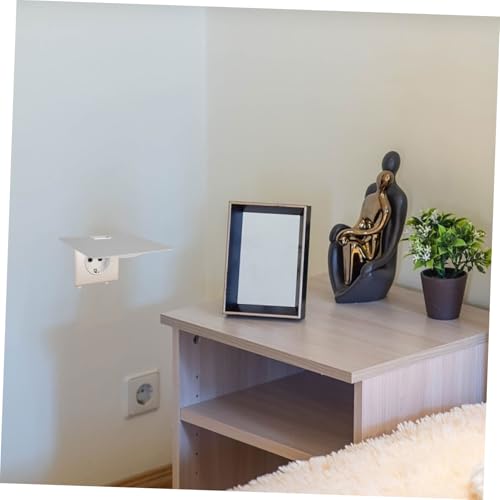 VILLFUL Wall Bracket Bathroom Electrical Outlet Shelf Outlet Shelf for Home Wall Outlet Shelf Router Wall Mount Bracket Storage Shelf for Outlet Wall Mount Router Shelf Plastic White