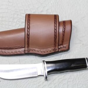 CARL THOMAS LEATHERS Crossdraw knife sheath. quality leather quality stitching. fix blade Nylon stitching. may defeat a 103. Knife holder.