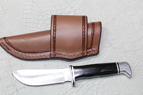 CARL THOMAS LEATHERS Crossdraw knife sheath. quality leather quality stitching. fix blade Nylon stitching. may defeat a 103. Knife holder.