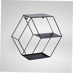 Cabilock Wall Hanging Shelf Hanging Shelves for Wall Hexagonal Bookcase Shelves Wall Mounted Succulent Bonsai Rack Storage Mounted Shelves Wall Mounted Shelving Black