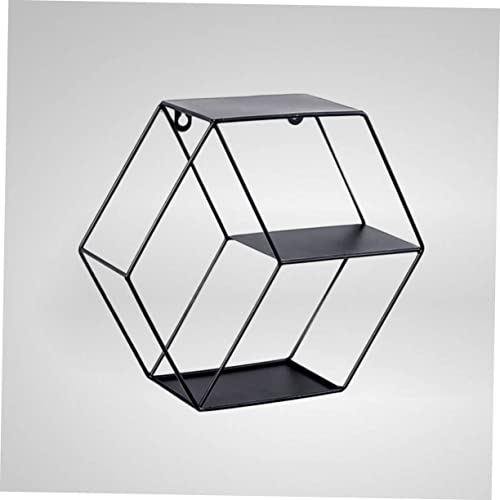 Cabilock Wall Hanging Shelf Hanging Shelves for Wall Hexagonal Bookcase Shelves Wall Mounted Succulent Bonsai Rack Storage Mounted Shelves Wall Mounted Shelving Black