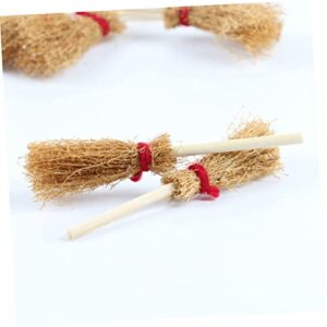 JOINPAYA 8 Pcs Mini Wooden Broom Ornament Tabletop Decor Miniture Decoration Mini Wizard Broom Witch Broom Mini Accessories Craft Brooms Mini Miniature Broom Decor Mini Decor Red