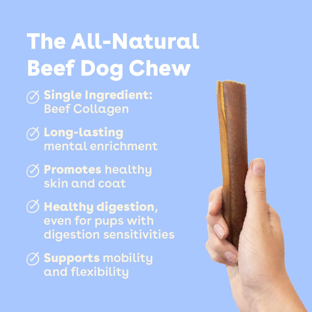 Pupford Collagen Stick Chews for Dogs & Puppies, All Natural, Healthy, Bully Stick and Bone Alternative Treat (6", 10 Pack)