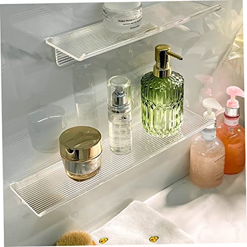 CORHAD Acrylic Storage Rack Indoor Floating Bathroom Shelf Adhesive Wall Shelf Phone Holder for Photo Display Shelves Toilet Phone Wall Mount Shelves Clear Wall Transparent