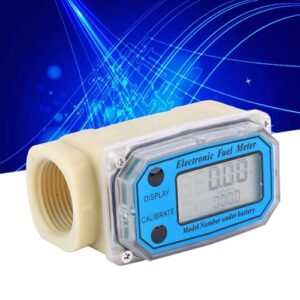 Baxnore 10‑90L / min 1in BSPT Flowmeter, Mini Digital Worm Wheel Flowmeter, Kerosene Fuel Flowing Meter, Digital Fuel Meter for Measure Kerosene Gasoline