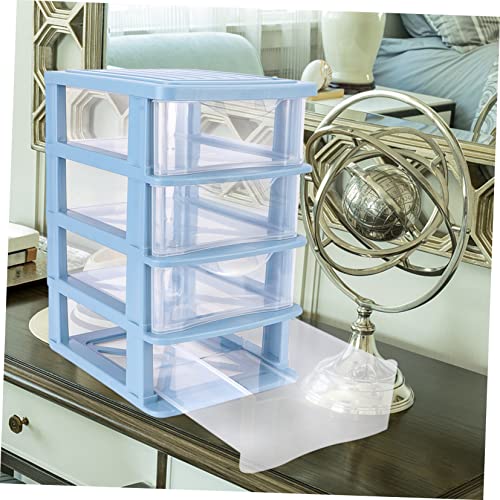 OHPHCALL 1pc Box Shelf Storage Box Makeup Drawer Organizer Kitchen Office Storage Cabinet Organizer Drawer Storage Clear Shelves Units De Clothes Dresser Makeup Storage Case Plastic Pp Blue