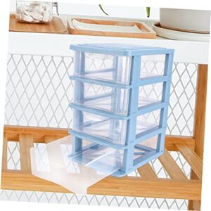 OHPHCALL 1pc Box Shelf Storage Box Makeup Drawer Organizer Kitchen Office Storage Cabinet Organizer Drawer Storage Clear Shelves Units De Clothes Dresser Makeup Storage Case Plastic Pp Blue