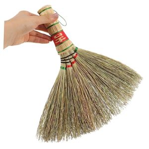 Healeved Desk Cleaning Broom Pet Waste Broom Miniature Dustpan and Brush Natural Straw Broom Hand Handle Broom Hand Whisk Broom Dusting Brush Compact Dustpan and Brush Sorghum Grass