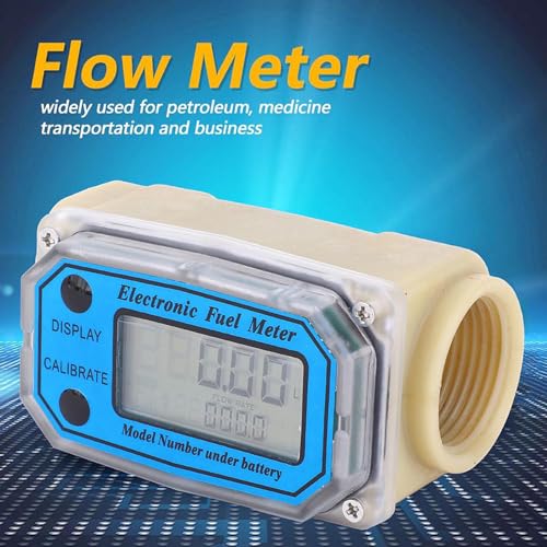 Baxnore 10‑90L / min 1in BSPT Flowmeter, Mini Digital Worm Wheel Flowmeter, Kerosene Fuel Flowing Meter, Digital Fuel Meter for Measure Kerosene Gasoline