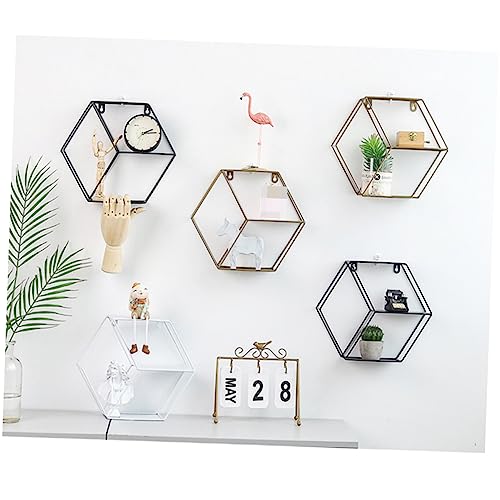 Cabilock Wall Hanging Shelf Hanging Shelves for Wall Hexagonal Bookcase Shelves Wall Mounted Succulent Bonsai Rack Storage Mounted Shelves Wall Mounted Shelving Black