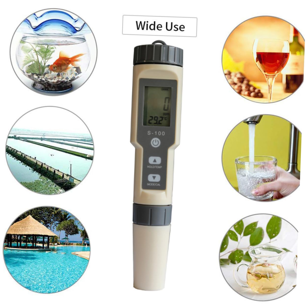 MUSISALY Pen Hydrometer Temperature Tester Water Quality Tester Salt Water Gravimeter Salt Meter Water Salimeter Light Grey