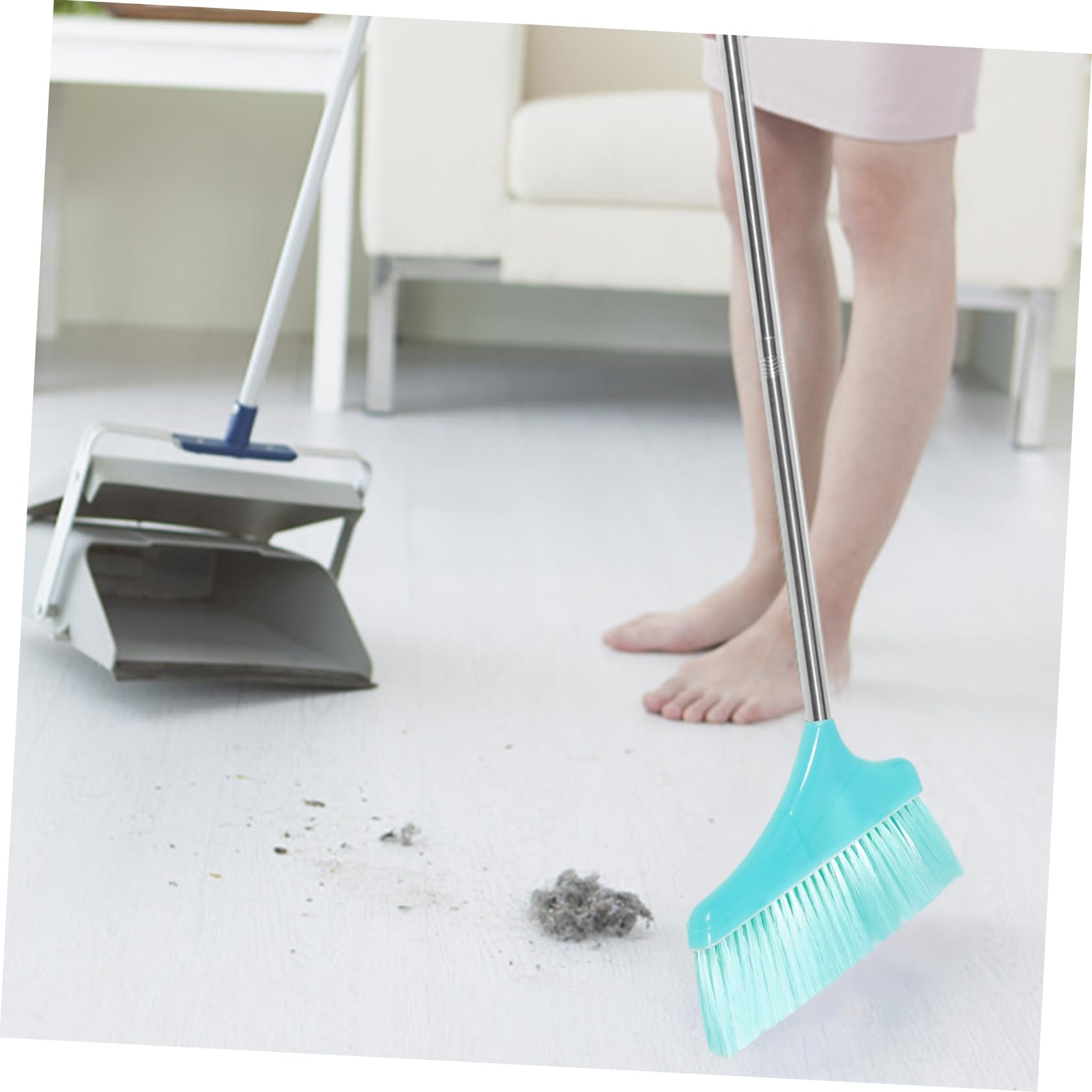 OHPHCALL Cleaning Broom for Floor Outdoor Broom Angle Broom Floor Cleaning Tool Hair Cleaning Broom Floor Cleaning Broom Home Broom Office Broom Household Broom Stainless Steel Sky-Blue