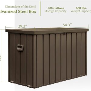 WIIS' IDEA 200 Gallon Storage Deck Box, Outdoor Waterproof Storage Deck Box w/Lockable Lids, Mobility Rollers, Large Storage Container for Patio Furniture for Garden Tools and Pool Supplies,Brown