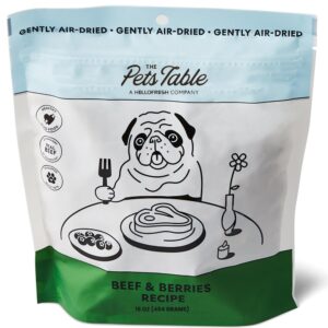 the pets table beef & berries grain-free air-dried dog food, 16-ounce bag