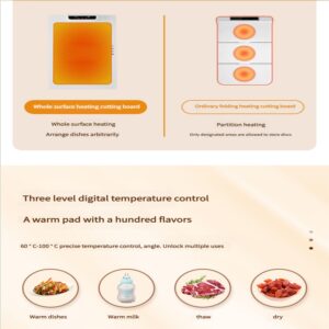 Tempmaster Adjustable Warming Tray, Roll up Heating Tray for Food Electric Warming Tray with Adjustable Temperature, Heating Tray with Nano Coating Silicone Heating Mat for Food, Daily Use (White, 1)