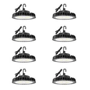 hyperlite 8p 105w led high bay light 140lm/w ufo led high bay light with us plug,non-dim,5000k daylight etl listed high bay led lights for warehouse workshop factory barn