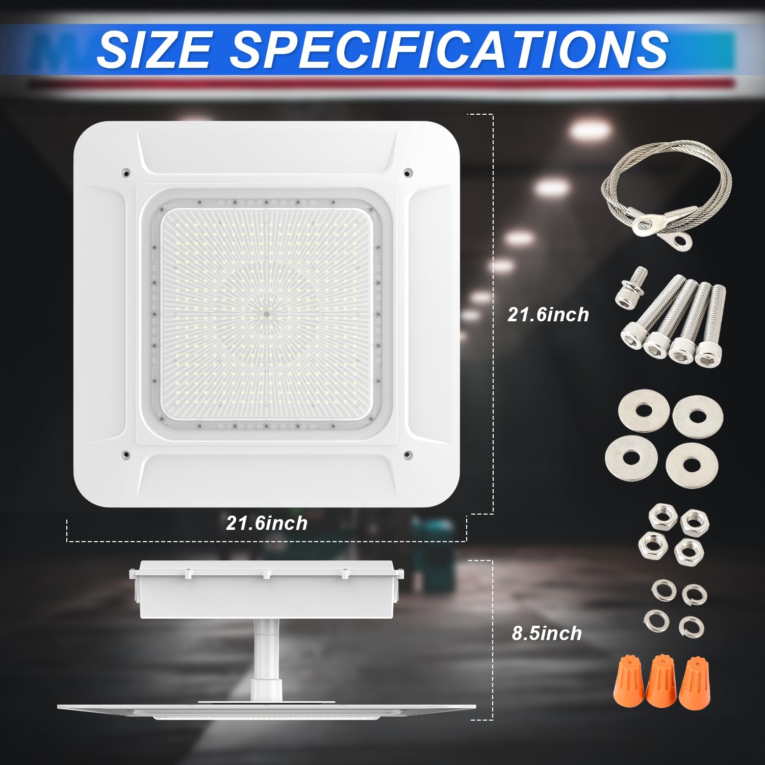 240W LED Gas Station Canopy Light, 43200LM 5700K Surface Mount LED Carport Ceiling Light (1000W HID/HPS Equivalent) Commercial Canopy Lighting for Gas Station, Garage, IP65 100-277V DLC UL Listed