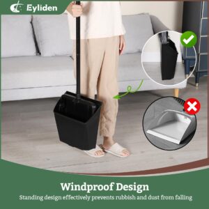 Eyliden Commercial Broom and Dustpan Set, with Long Handle, Comb Teeth Dust Pan Sweep Set for Outdoor Garages Courtyard Sidewalks Decks Indoor Home Kitchen Room Office