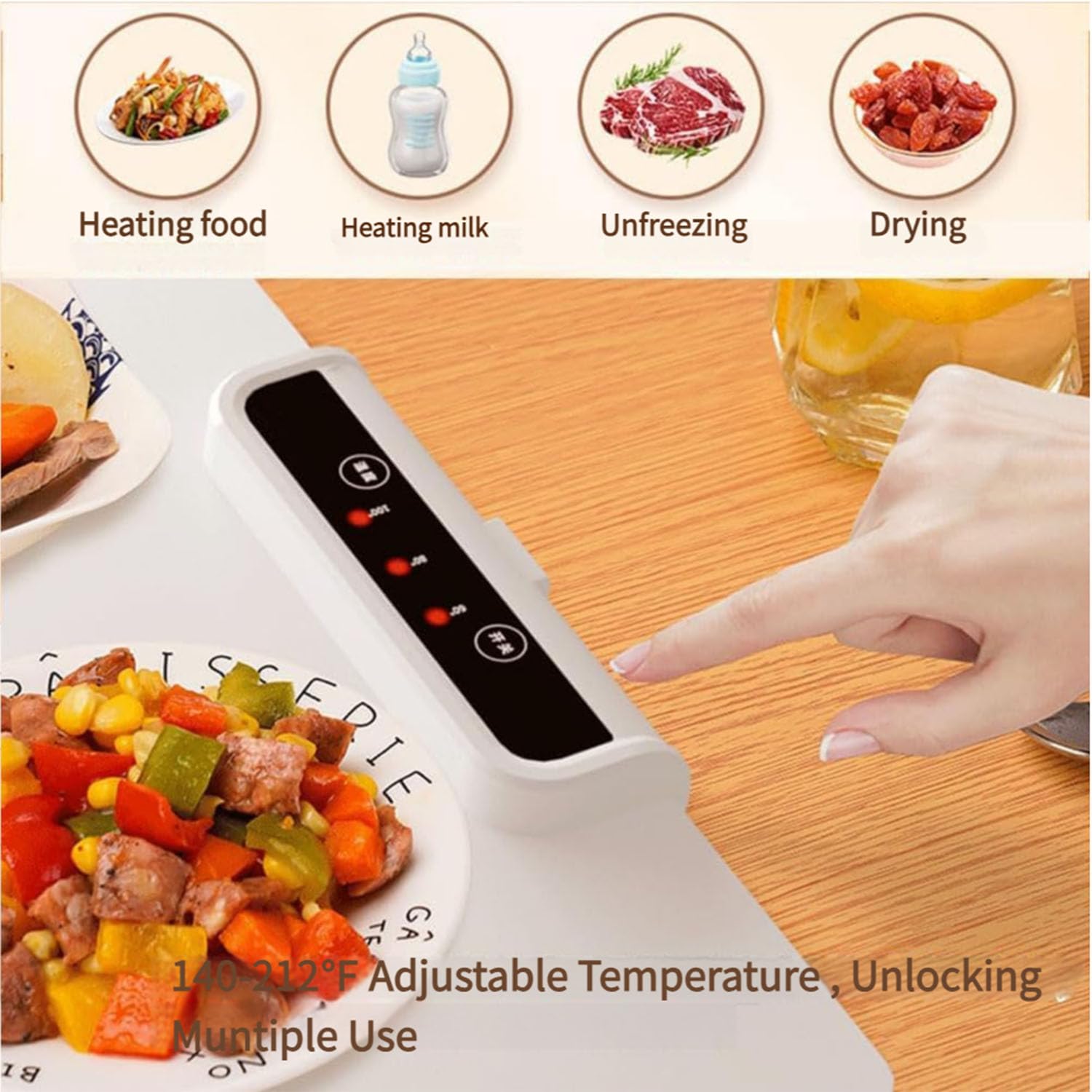 Tempmaster Adjustable Warming Tray, Roll up Heating Tray for Food Electric Warming Tray with Adjustable Temperature, Heating Tray with Nano Coating Silicone Heating Mat for Food, Daily Use (White, 1)