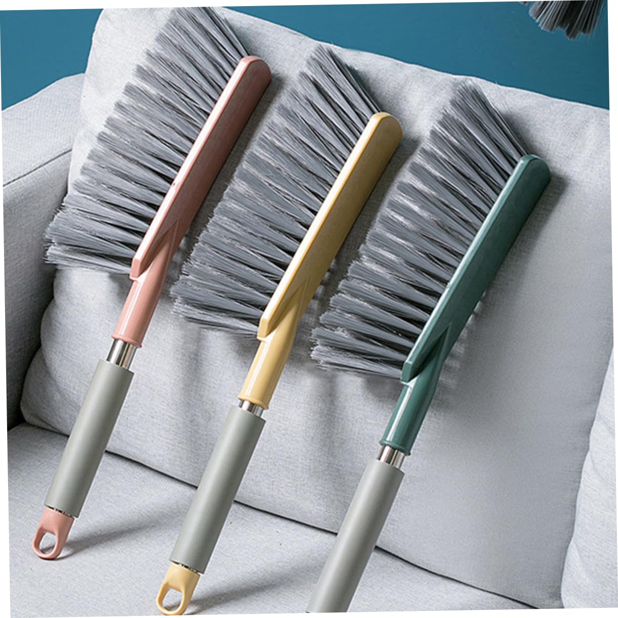 3pcs Sweeping Brush Handheld Bed Broom Cleaning Dust Removing Brush Furniture Dusting Bristles Handheld Broom Carpet Brush Handheld Bed Brush Dusting Clean Brush Stainless Steel COOLHIYA