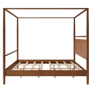 Merax Wood Canopy Bed Frame King Size, Four Posters Bed/Squeak Resistant/No Box Spring Needed, Walnut