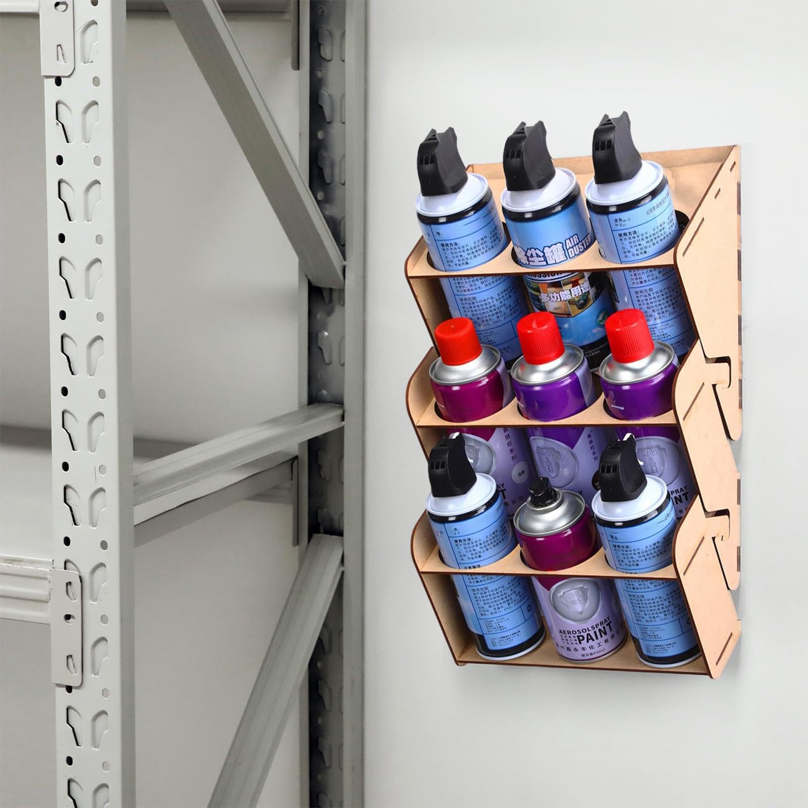 Paint Rack OrganizerS | Wall Mounted Spray Paint Rack Paint Bottle Organizer,9-Can Paint Can Holder Spray Paint Holder for Aerosol Cans Tools Car Care Products