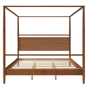 Merax Wood Canopy Bed Frame King Size, Four Posters Bed/Squeak Resistant/No Box Spring Needed, Walnut