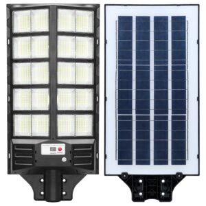 pofluany 3 Pcs Solar Parking Lot Light Dusk to Dawn Solar Street Lights Solar Powered, IP67 Waterproof Solar Wide Angle Lamp Solar Flood Lights with Motion Sensor for Yard, Road Black