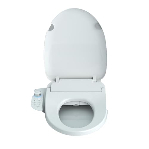 Bidet Toilet Seat Elongated Smart Heated Toilet Seat with Warm Water and Dryer, Feminine and Child Wash, Self Clean Stainless Steel Nozzle, Adjustable Water Pressure, Slow Close Lid, White