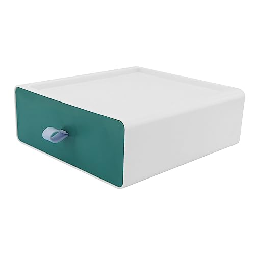 CAXUSD 1pc Storage Box Locker Sundries Container Desktop Storage Case Drawer Storage Cabinet Stocking Storage Container Single Stackable Drawer White Storage Drawers Plastic Green