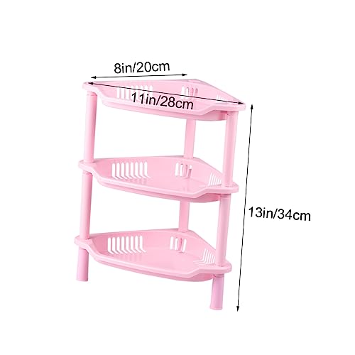 MUSISALY 3 Pink Corner Shelf Organizer Storage Shelf Rack Bathroom Shelves Desk Stand Rack