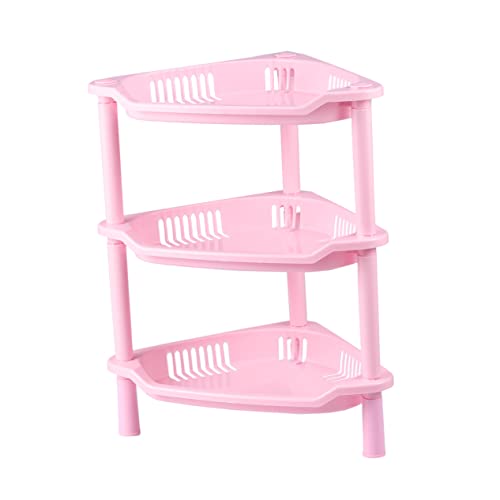 MUSISALY 3 Pink Corner Shelf Organizer Storage Shelf Rack Bathroom Shelves Desk Stand Rack