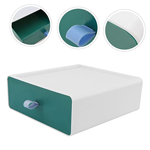 CAXUSD 1pc Storage Box Locker Sundries Container Desktop Storage Case Drawer Storage Cabinet Stocking Storage Container Single Stackable Drawer White Storage Drawers Plastic Green