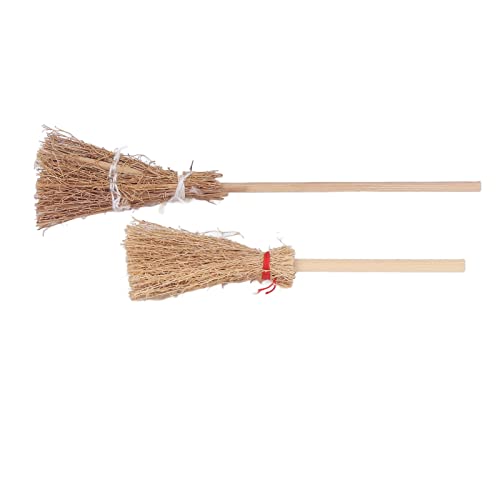 20Pcs Mini Broom Hanging Decoration, Miniature Artificial Mini Straw Brooms, Halloween Straw Craft Decoration Witches Accessory, Simulation Witch Brooms for Costume Cosplay Party