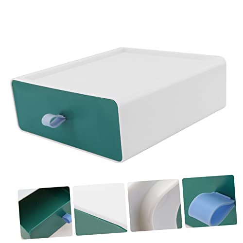 CAXUSD 1pc Storage Box Locker Sundries Container Desktop Storage Case Drawer Storage Cabinet Stocking Storage Container Single Stackable Drawer White Storage Drawers Plastic Green