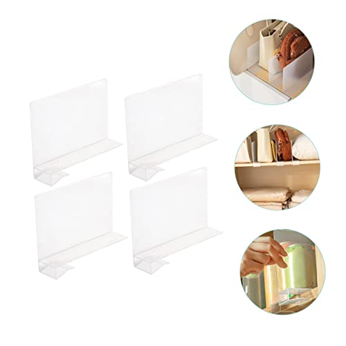 TOGEVAL 4pcs Partition Plate Clear Shelf Closet Shelves Separators Shelf Dividers Closet Partition Separator Storage Bookshelf Drawer Organizer Adjustable Cabinet Shelf Pp Transparent