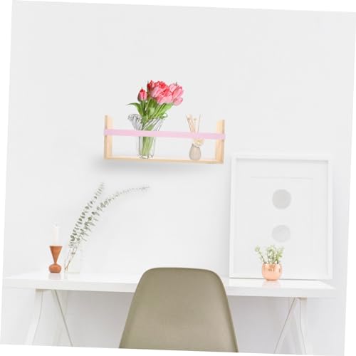 OSOLADY Wall-Mounted Floating Shelf Pink Wood Floating Shelves for Wall Decor Wall Holder Storage Holder