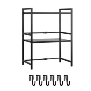 epiphqny kitchen counter microwave oven stand expandable shelf with hooks robust carbon steel pots and pans storage solution